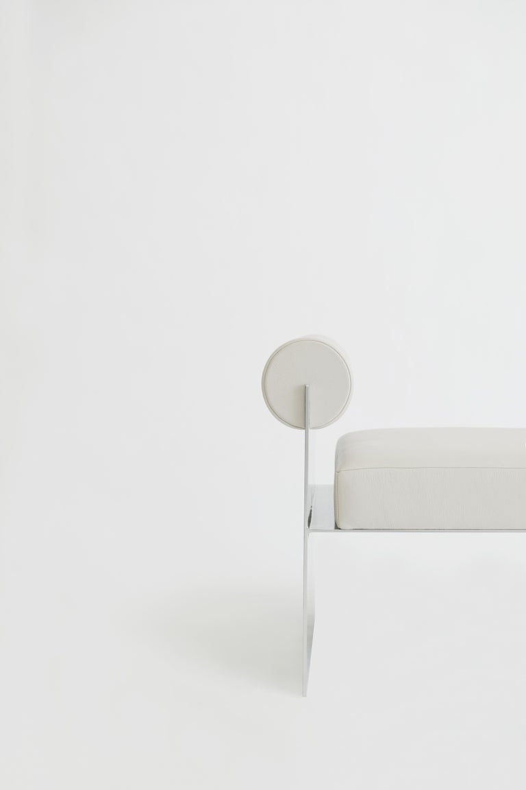 Building Blocks, Modern Geometric Side Chair with White Leather and ...