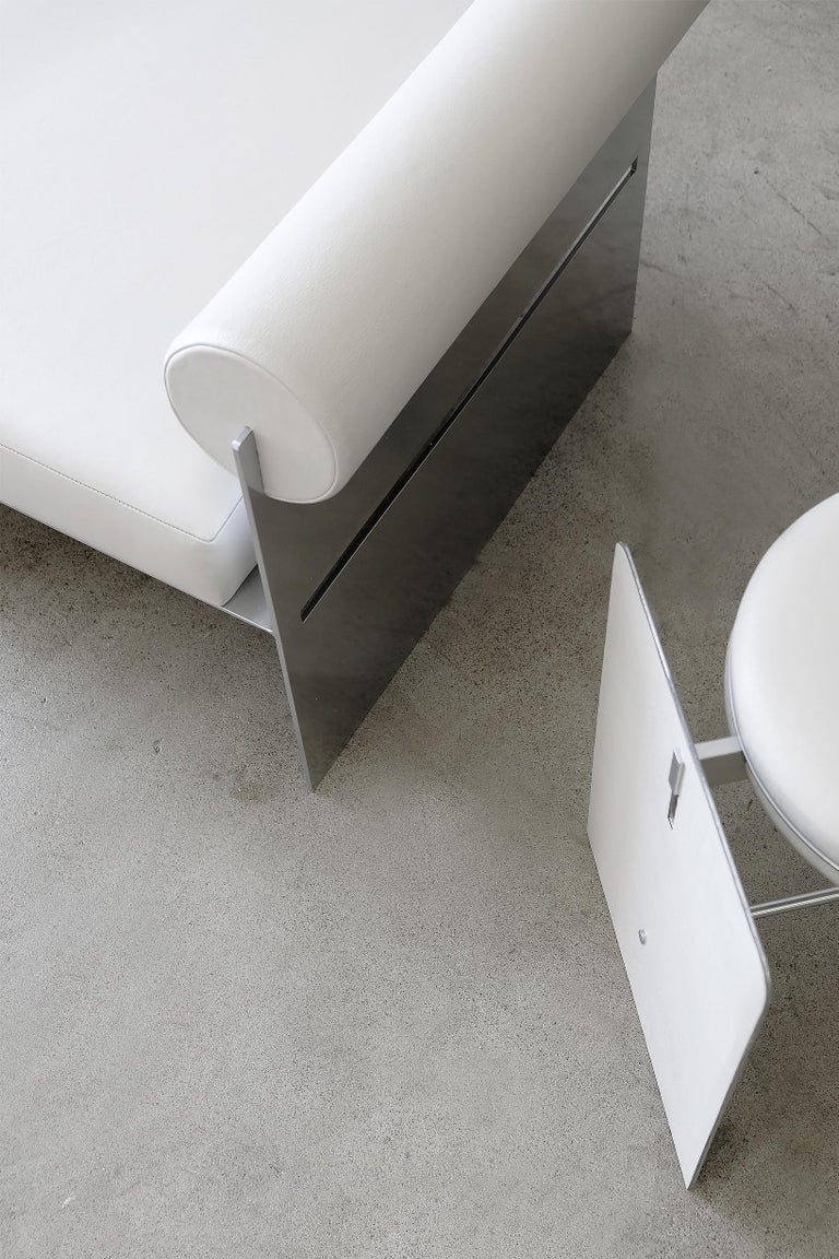 Building Blocks, Modern Geometric Side Chair with White Leather and ...