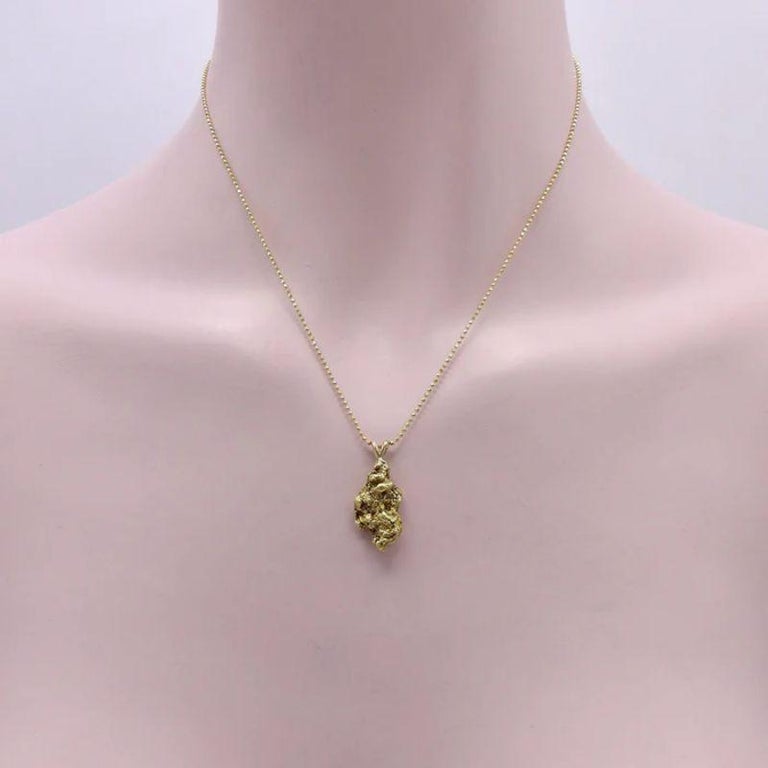 Bulbous 22K Gold Nugget Pendant with Rabbit Ear Bail For Sale at 1stDibs