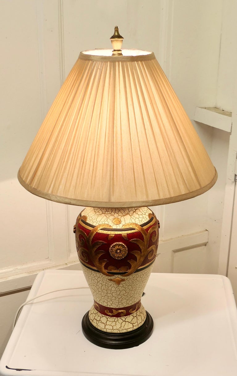 Bulbous Folk Art Painted Table Lamp For Sale at 1stDibs