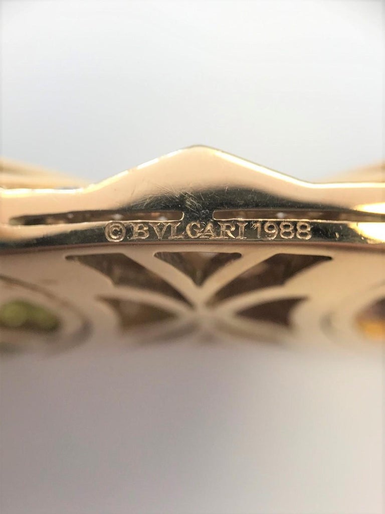 Bulgari 18 Carat Yellow Gold Multi-Gem and Diamond Carré Choker ...