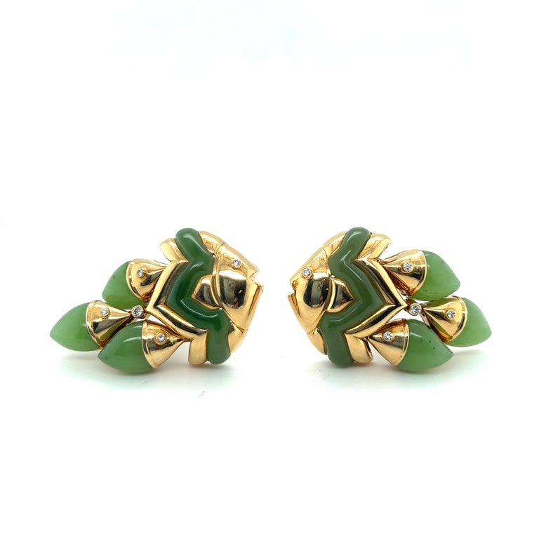 Bulgari 18 Karat Yellow Gold Diamond Chrysoprase Naturalia Fish ...