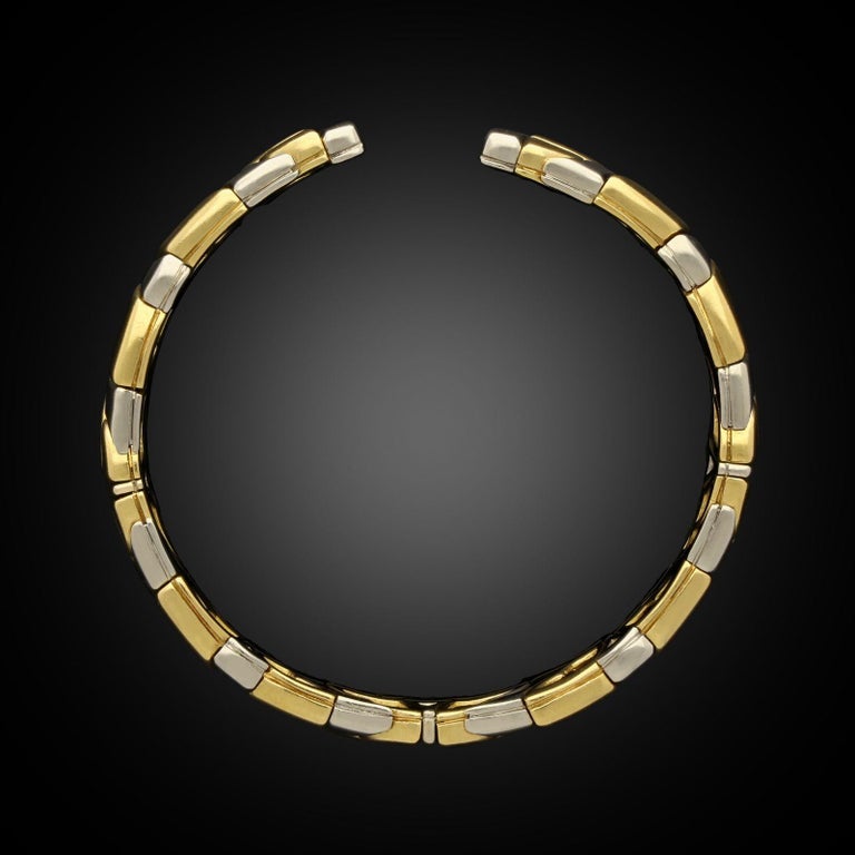 Bulgari 18 Carat Gold and Stainless Steel Cuff Bangle, circa 1908s For ...