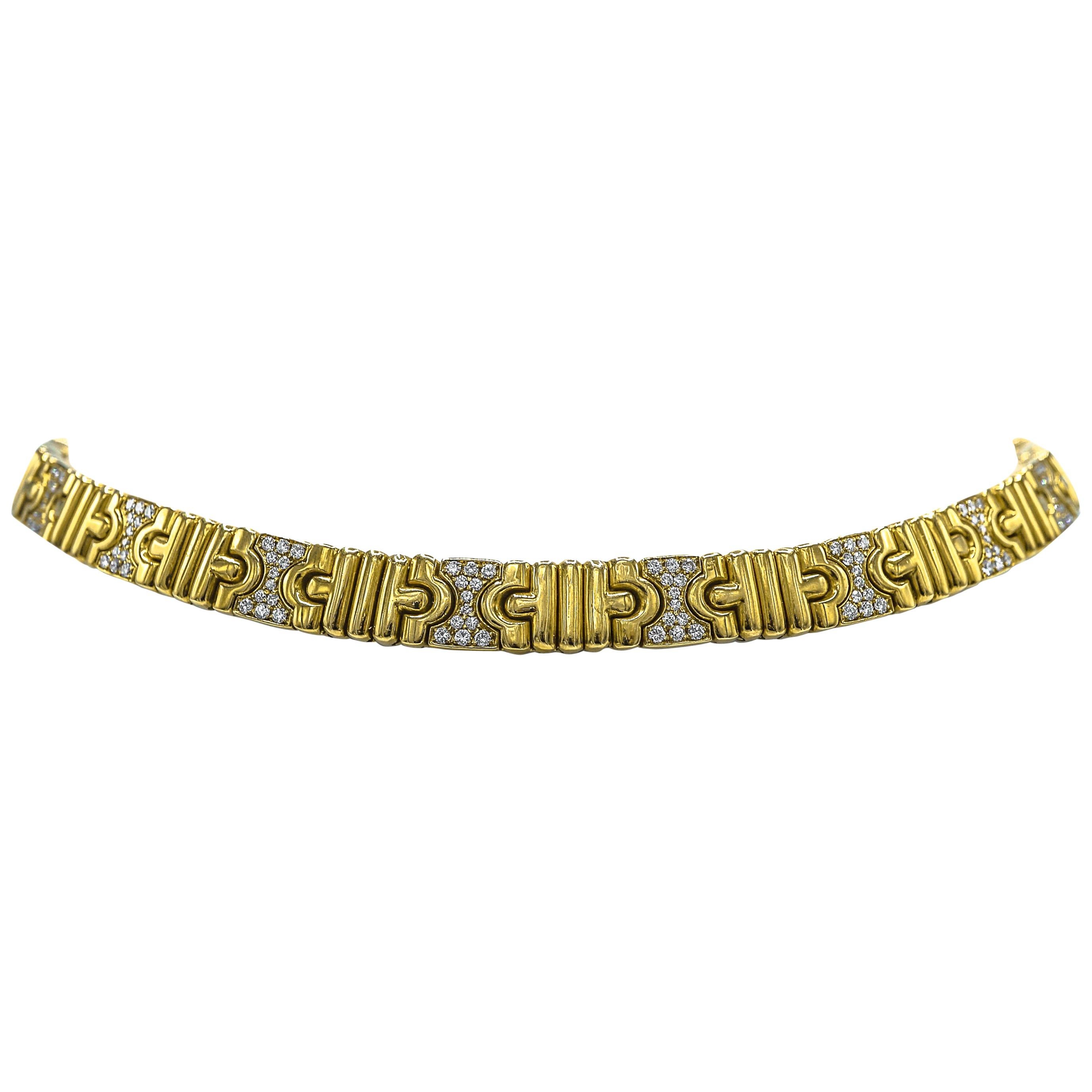 Bulgari 18 Karat Gold and Diamond Choker Necklace at 1stDibs