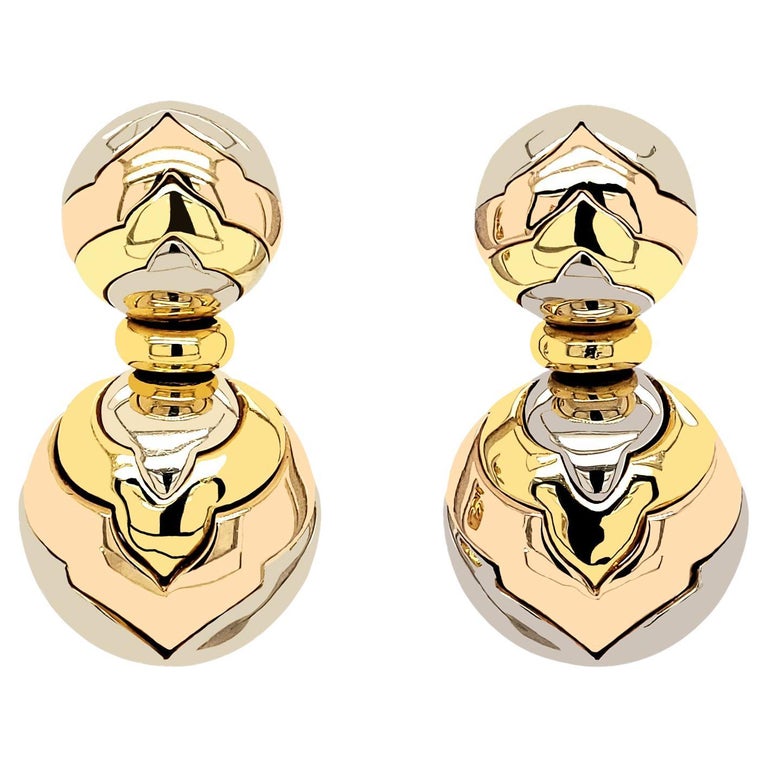 18 Karat Gold Kugel-Ohrclips mit Tropfen im Angebot bei 1stDibs