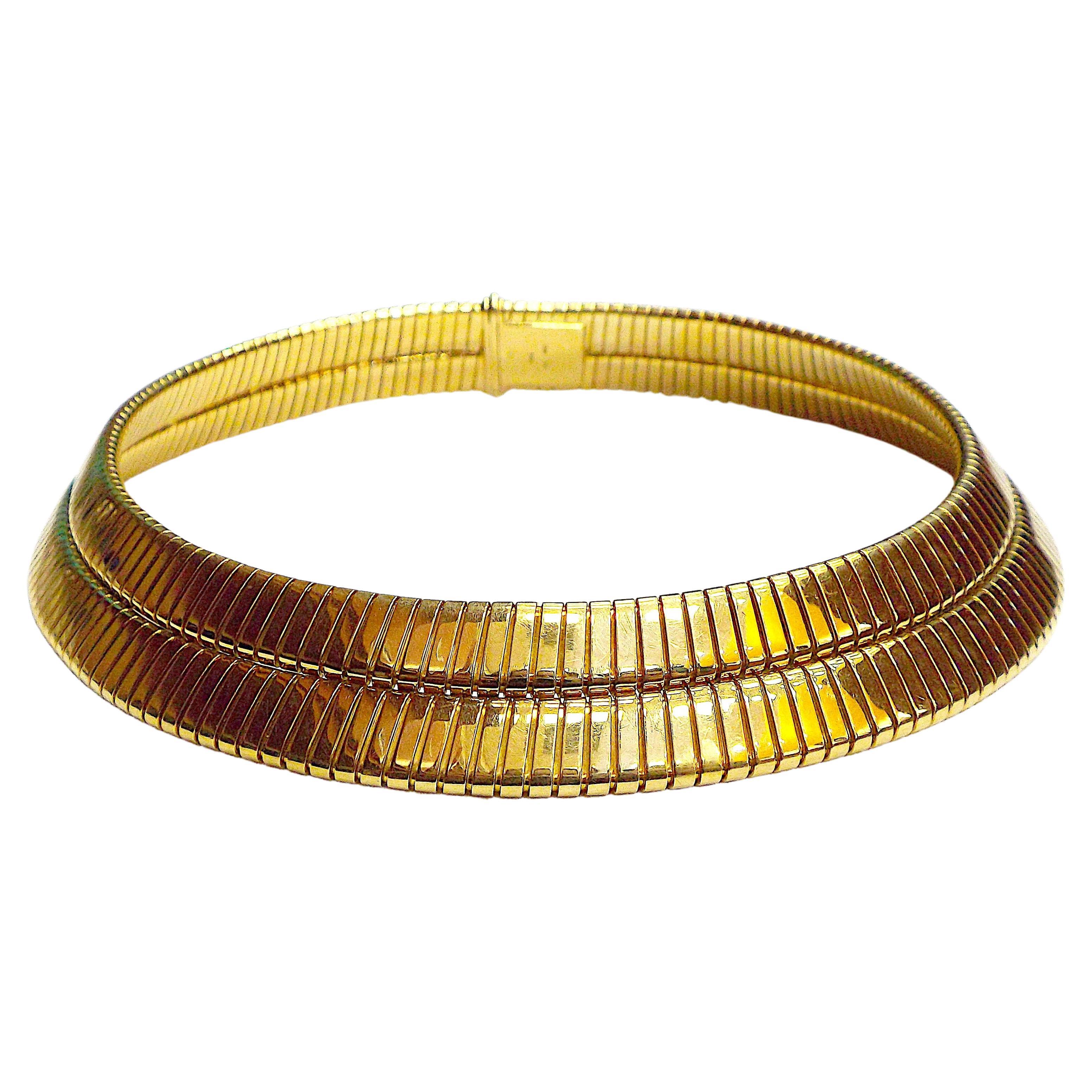 18K Yellow and White Gold Collar Necklace For Sale at 1stDibs