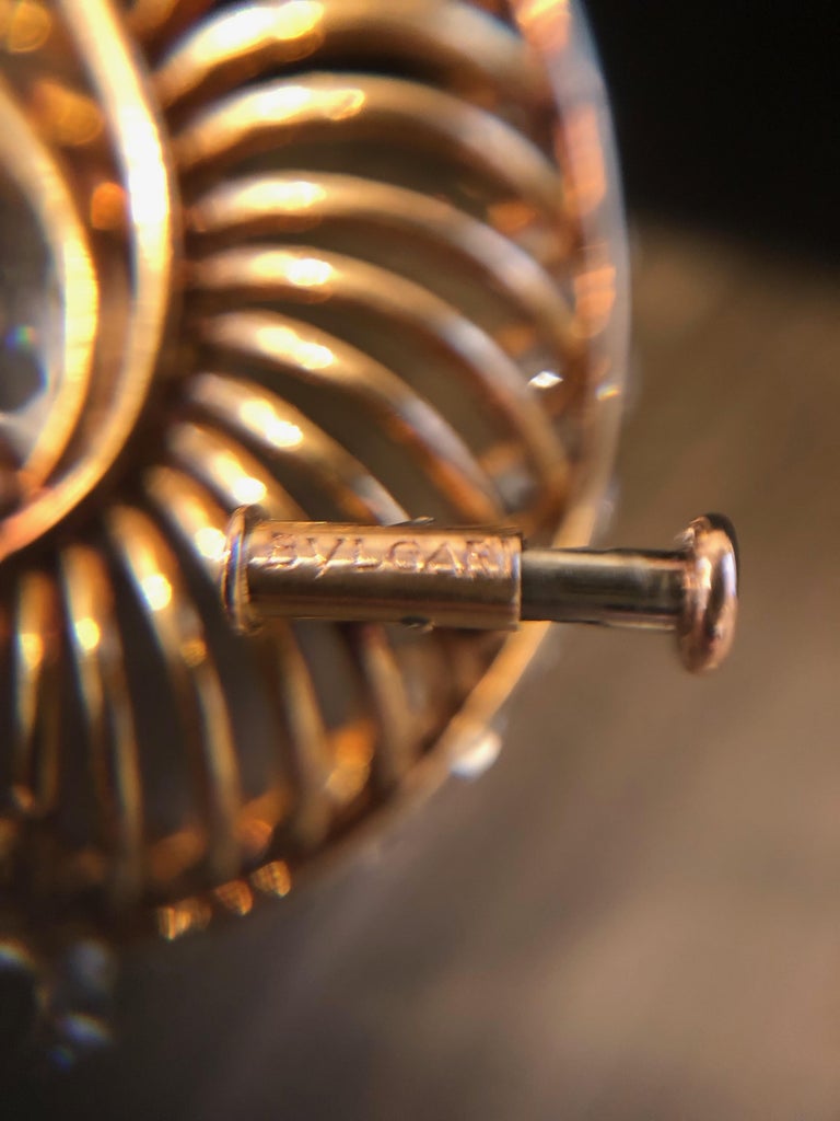 Bulgari Gold and Diamond Spiral Brooch For Sale at 1stDibs