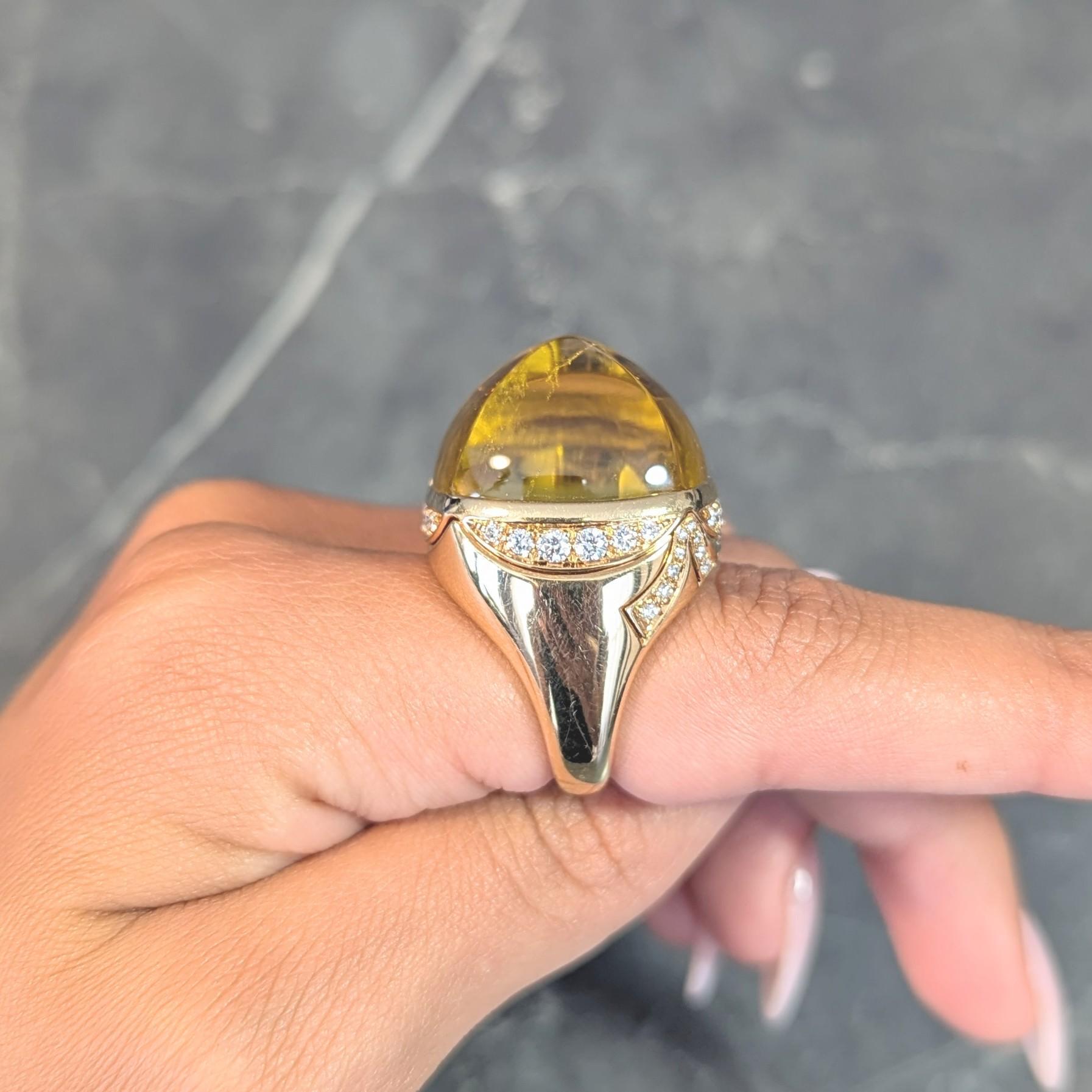 Bulgari 1970's Cabochon Heliodor Diamond 18 Karat Yellow Gold Vintage ...