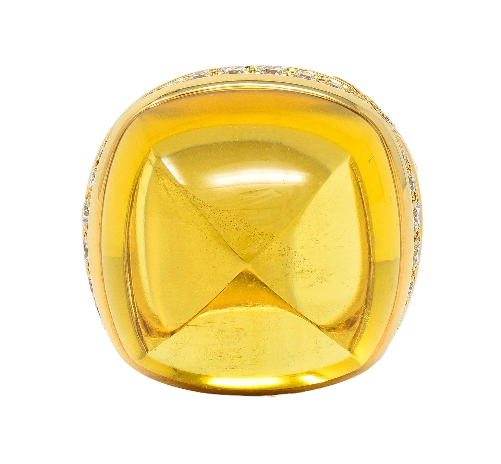 Bulgari 1970's Cabochon Heliodor Diamond 18 Karat Yellow Gold Vintage ...