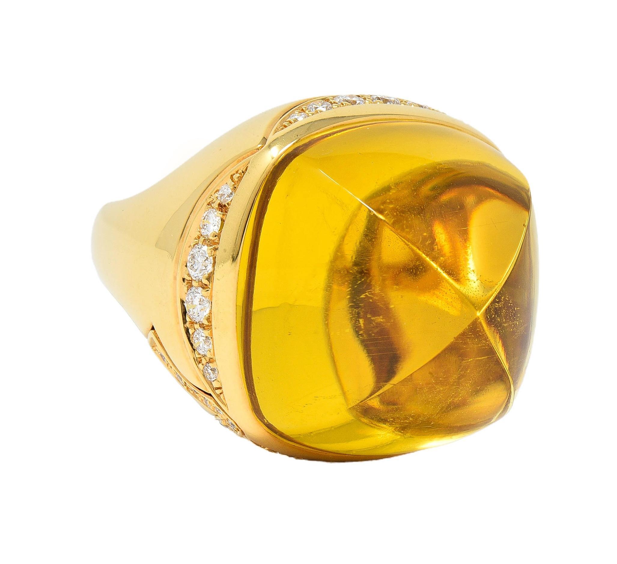 Bulgari 1970's Cabochon Heliodor Diamond 18 Karat Yellow Gold Vintage ...