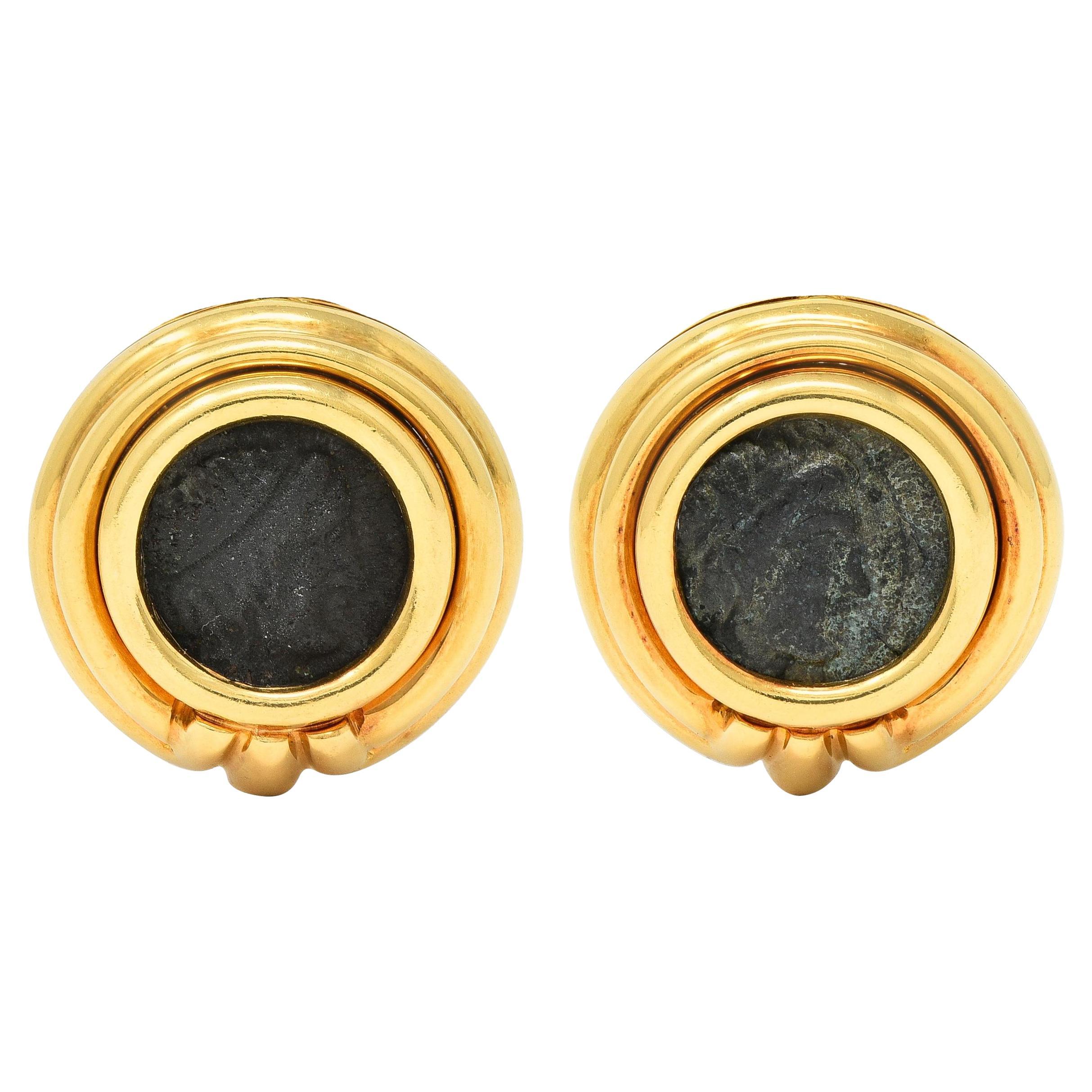 Bulgari Monete Ancient Coin Gold Earrings For Sale at 1stDibs | bulgari ...