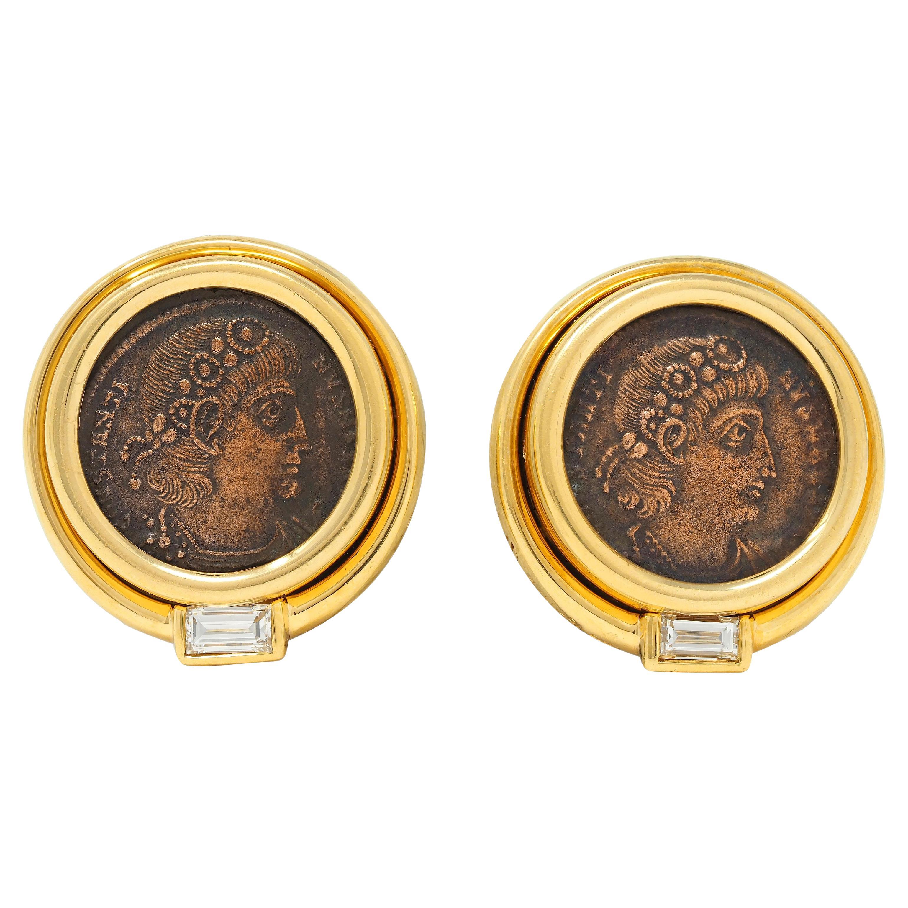 Bulgari Monete Ancient Coin Gold Earrings For Sale at 1stDibs | bulgari ...