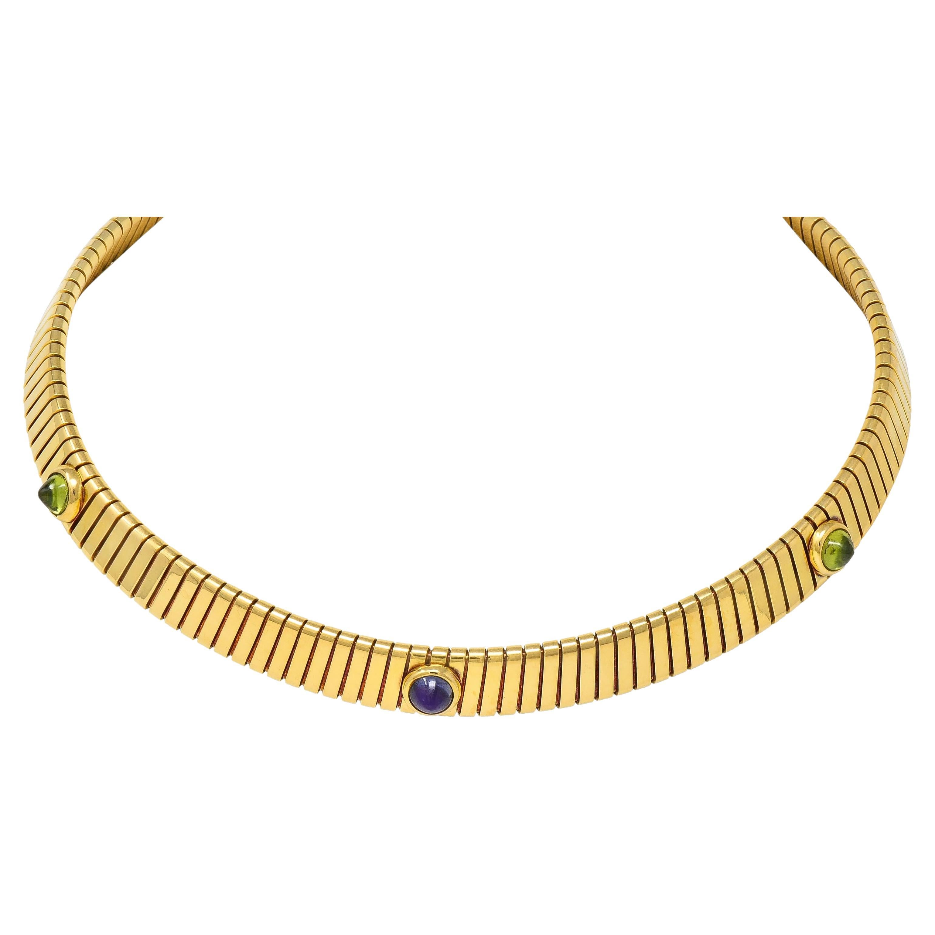 Bulgari 1990's Peridot Iolite Bullet 18 Karat Gold Tubogas Vintage ...