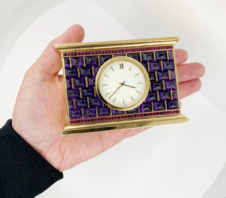 Bulgari Rome 1980s Cabochon Amethyst Ruby 18Carat Gold Iconic Style ...
