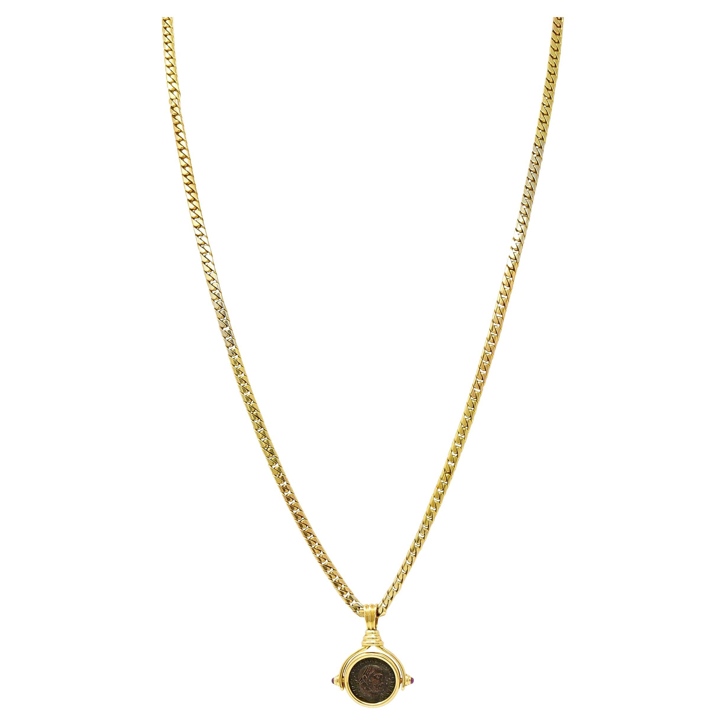 Bulgari Ancient Coin Ruby 18 Karat Yellow Gold Swivel Monete Vintage ...
