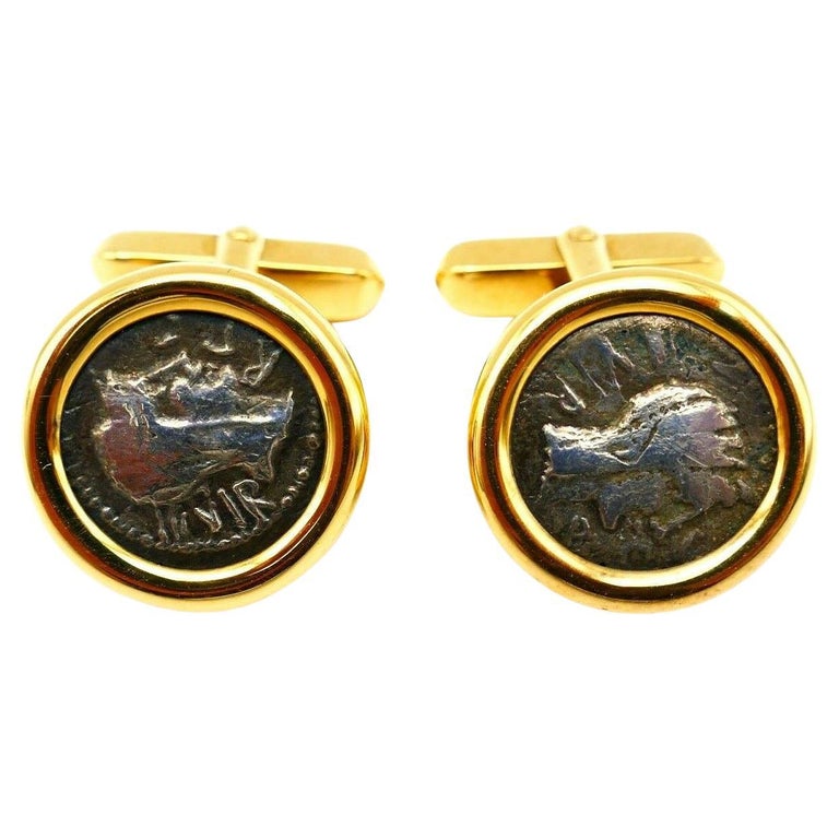 Bulgari Ancient Roman Coin Yellow Gold Cufflinks at 1stDibs