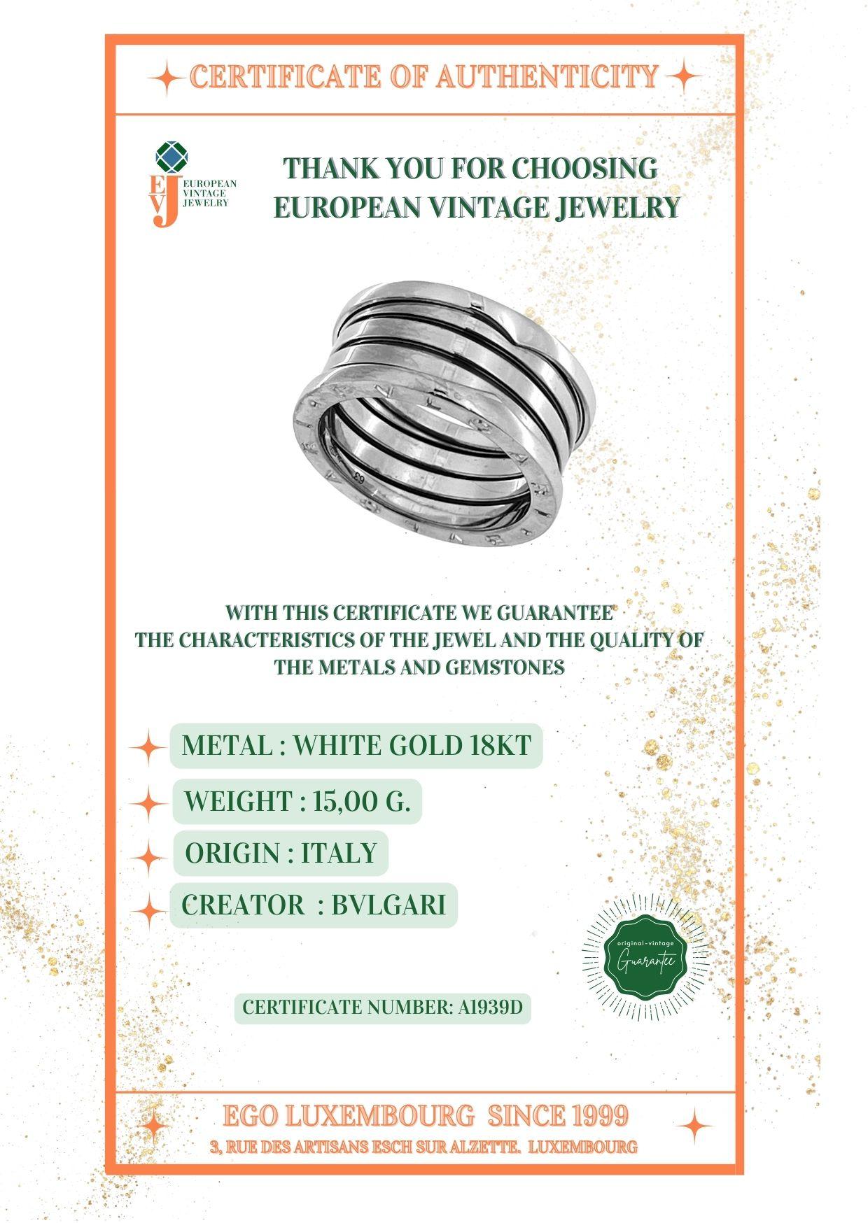 Bulgari B Zero 1 Ring 18 karat White Gold 3 Rows For Sale at 1stDibs