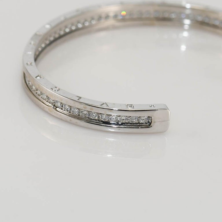 Bulgari B Zero 18k White Gold Diamond Bangle Bracelet 1.51TDW For Sale ...