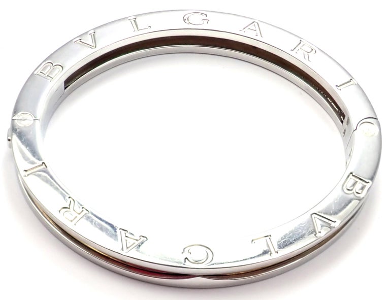 Bulgari B-Zero Yellow Gold and Stainless Steel Bangle Bracelet at 1stDibs