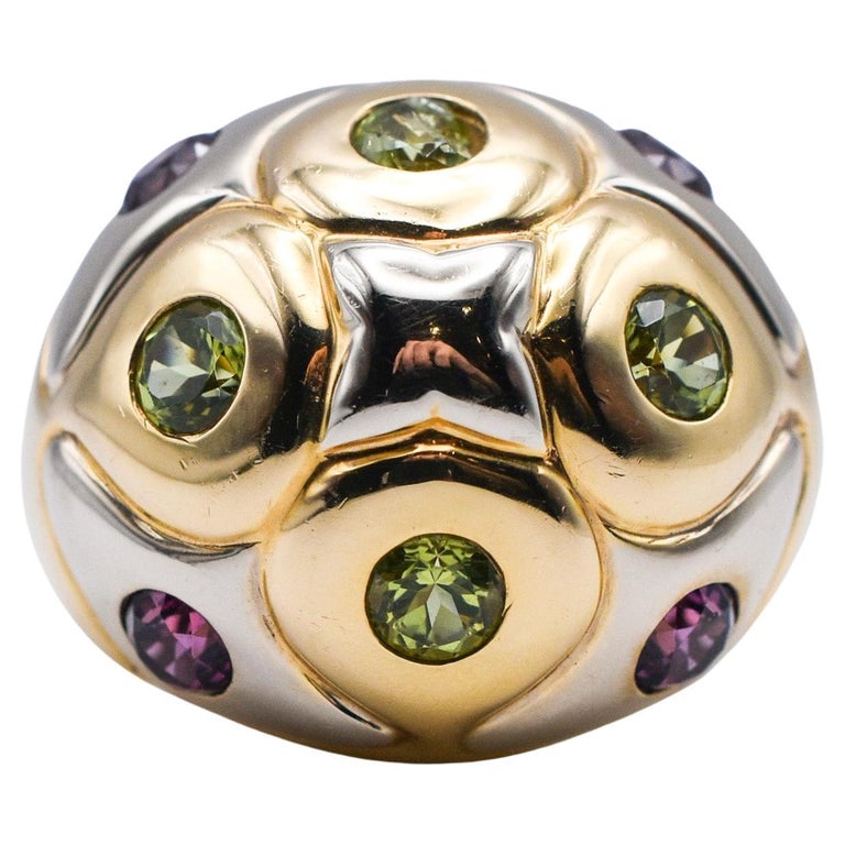 Bulgari Bombe Amethyst and Peridot Gold Ring For Sale at 1stDibs