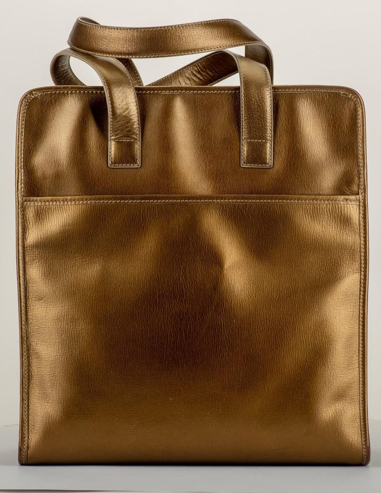 Bulgari Bronze Leather Large Tote Bag at 1stDibs