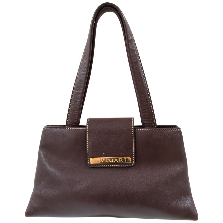 Bulgari Brown Leather Shoulder Bag at 1stDibs