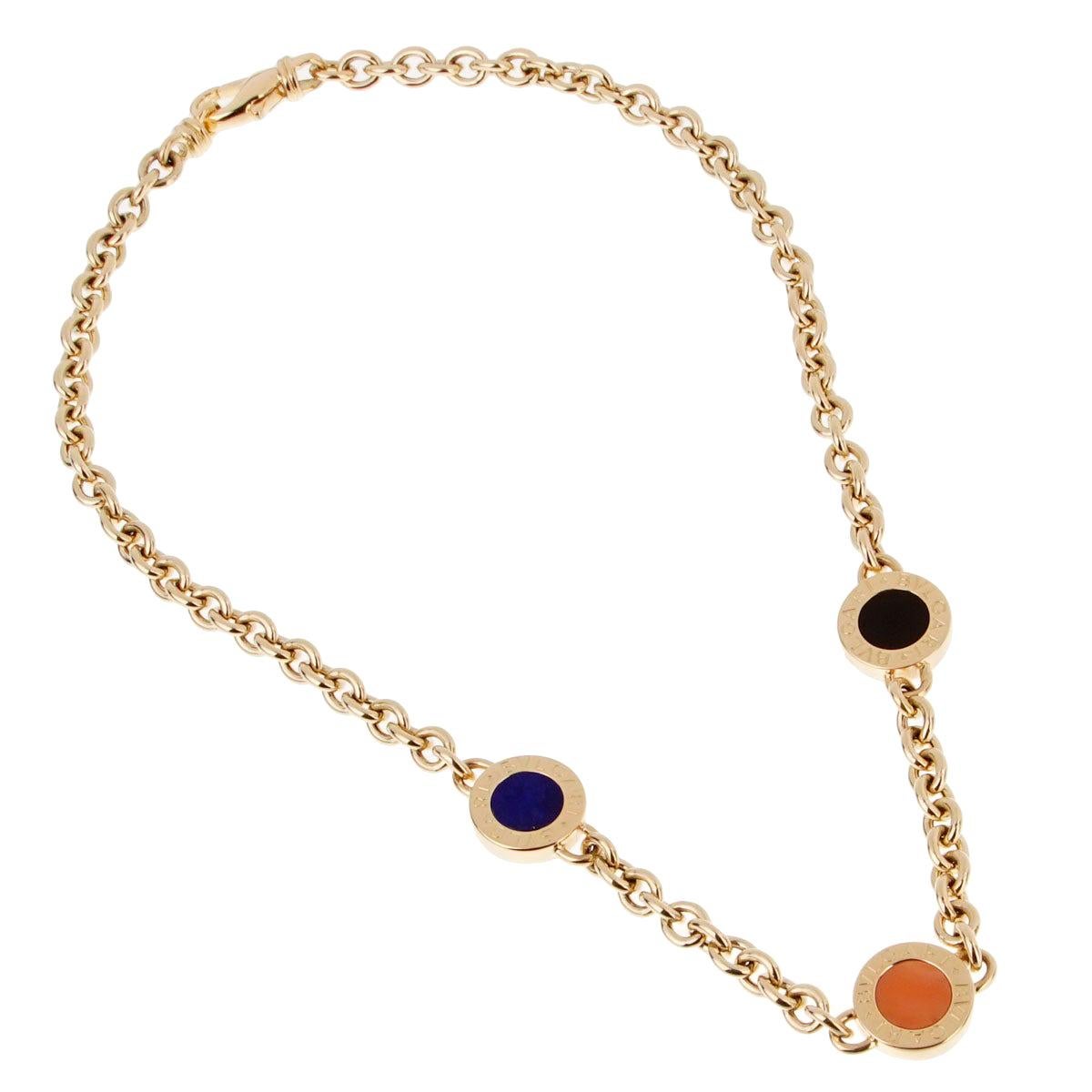Bulgari Onyx Gold Chain Link Necklace For Sale at 1stDibs