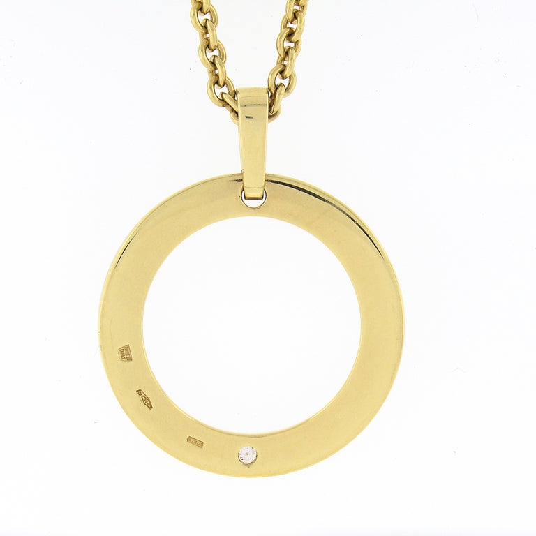 Bulgari Bvlgari 18k Gold Open Circle and .20ctw Round Diamond Pendant ...