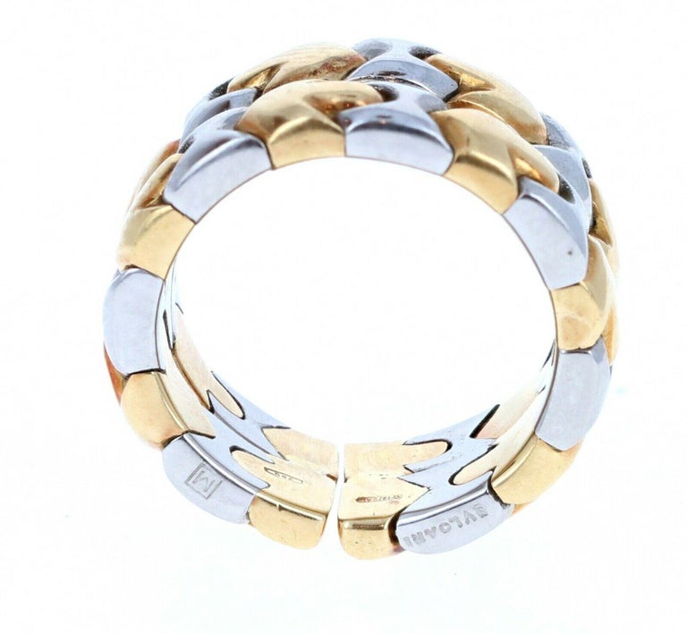Bulgari Bvlgari 18k Yellow Gold and SS Parentesi Double Stack Flex Band ...