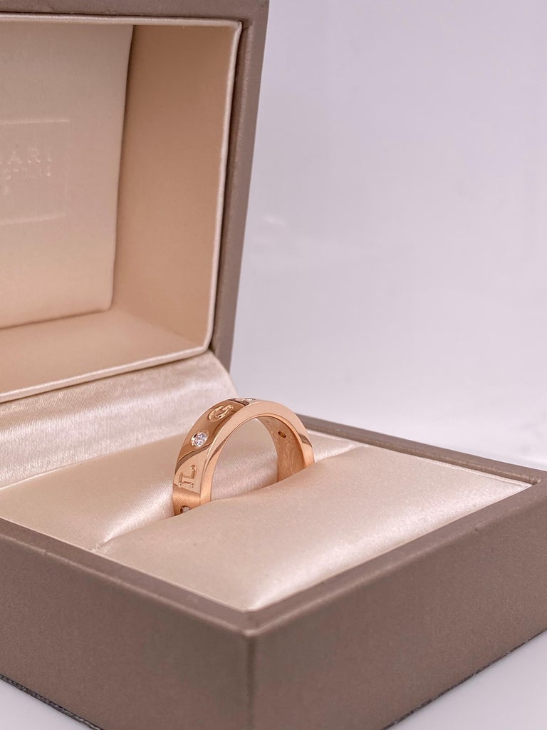 Bulgari "Bvlgari" 18kt Rose Gold Ring with 0.28 Carat in Diamonds, Box ...