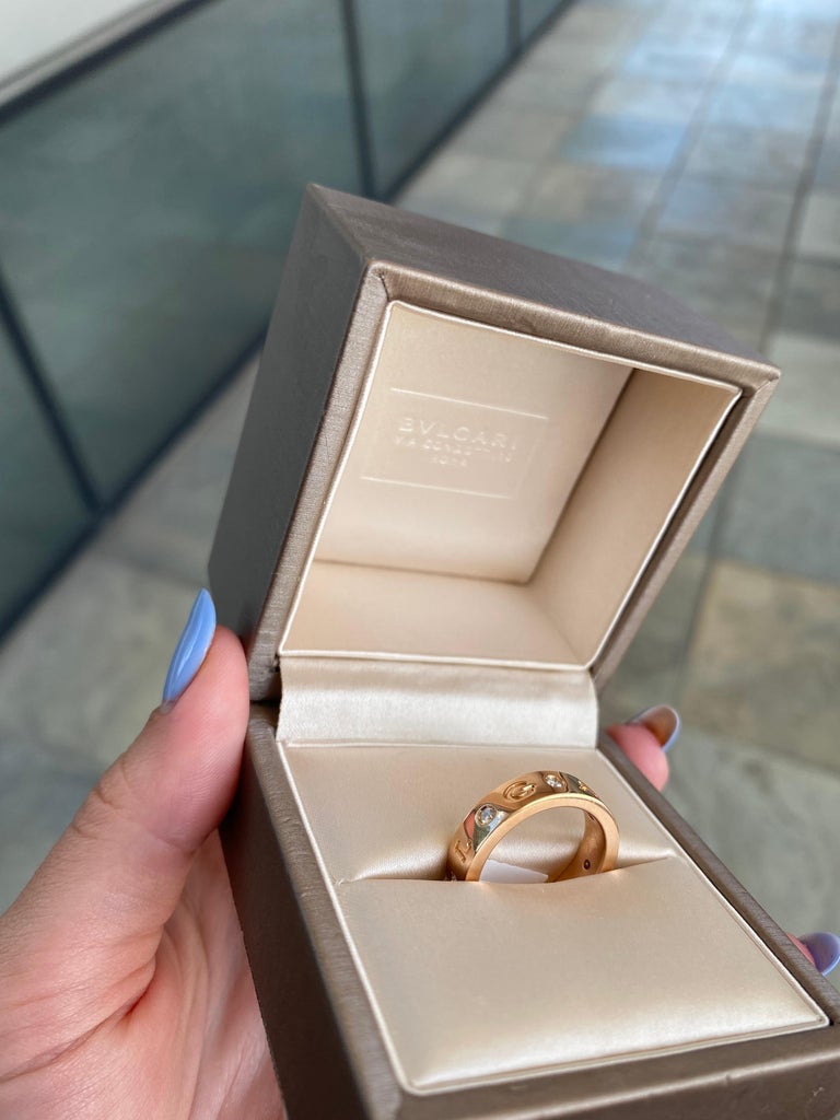 Bulgari "Bvlgari" 18kt Rose Gold Ring with 0.28 Carat in Diamonds, Box ...