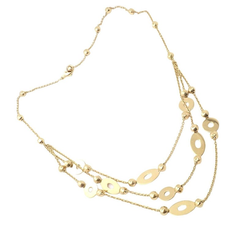 Bulgari Lucea Three Row Yellow Gold Necklace For Sale at 1stDibs
