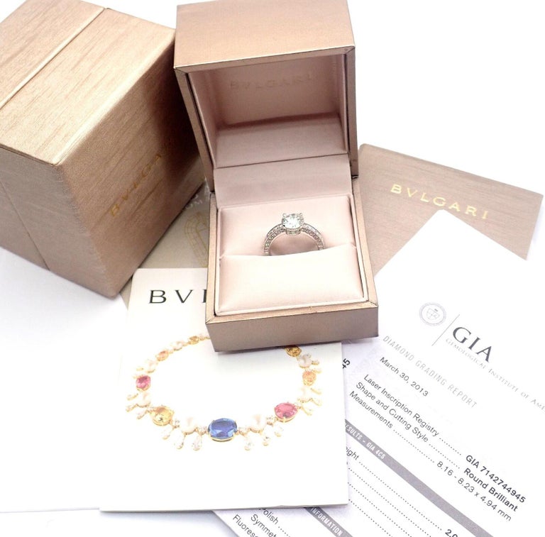 Bulgari Bvlgari Platinum Diamond Solitaire Engagement Ring For Sale at ...