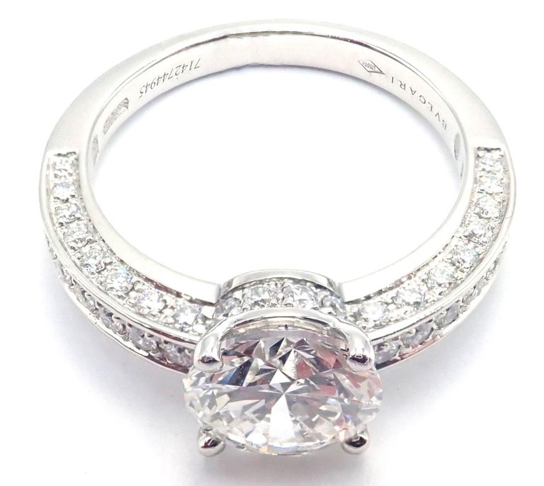 Bulgari Bvlgari Platinum Diamond Solitaire Engagement Ring For Sale at ...