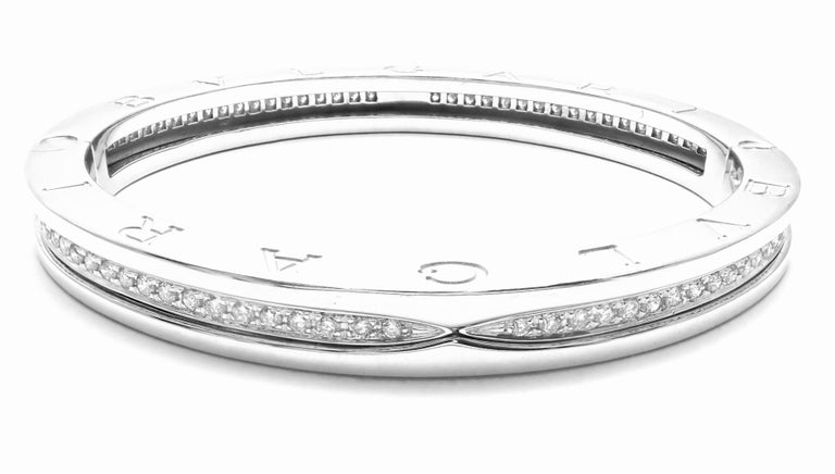 Bulgari B.Zero1 B-Zero Pave Diamond Gold Bangle Bracelet at 1stDibs