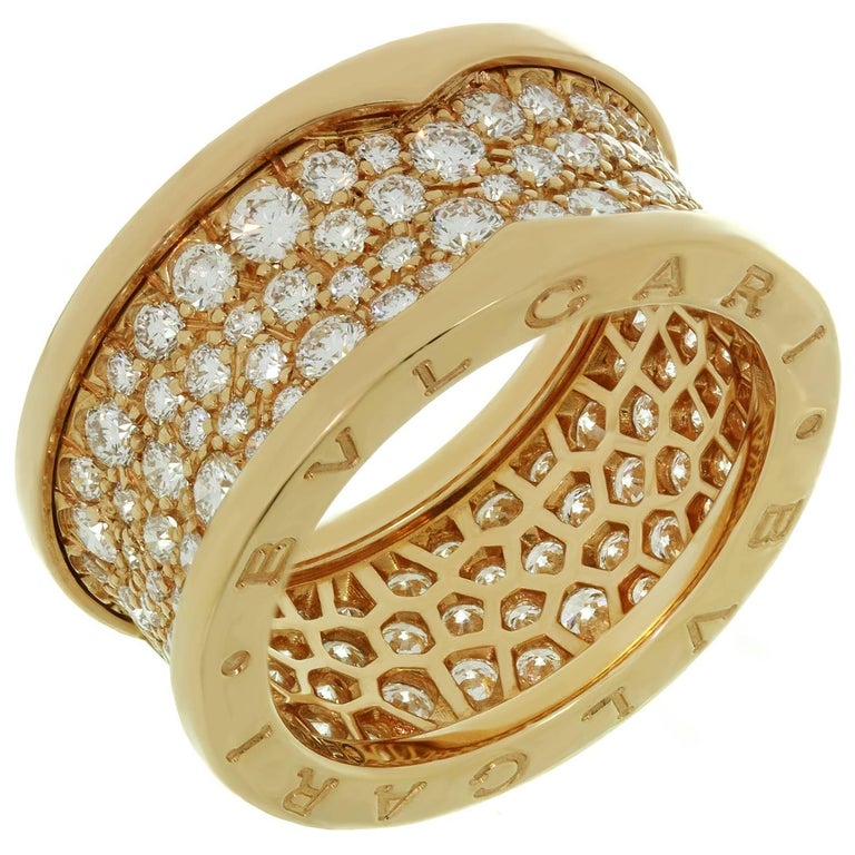 Bulgari B.Zero1 Diamond Rose Gold Band Ring Sz 6.25 - EU53 For Sale at ...