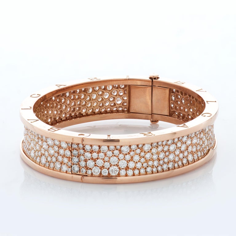 Bulgari B.Zero1 Pave Diamond Bangle Bracelet in 18k Rose Gold with ...