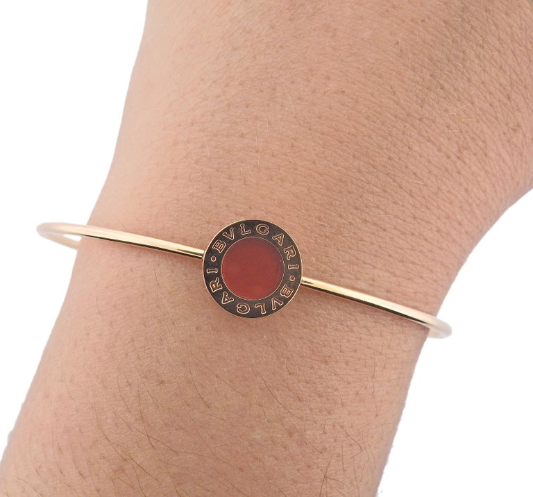 Bulgari Carnelian Rose Gold Bangle Bracelet For Sale at 1stDibs