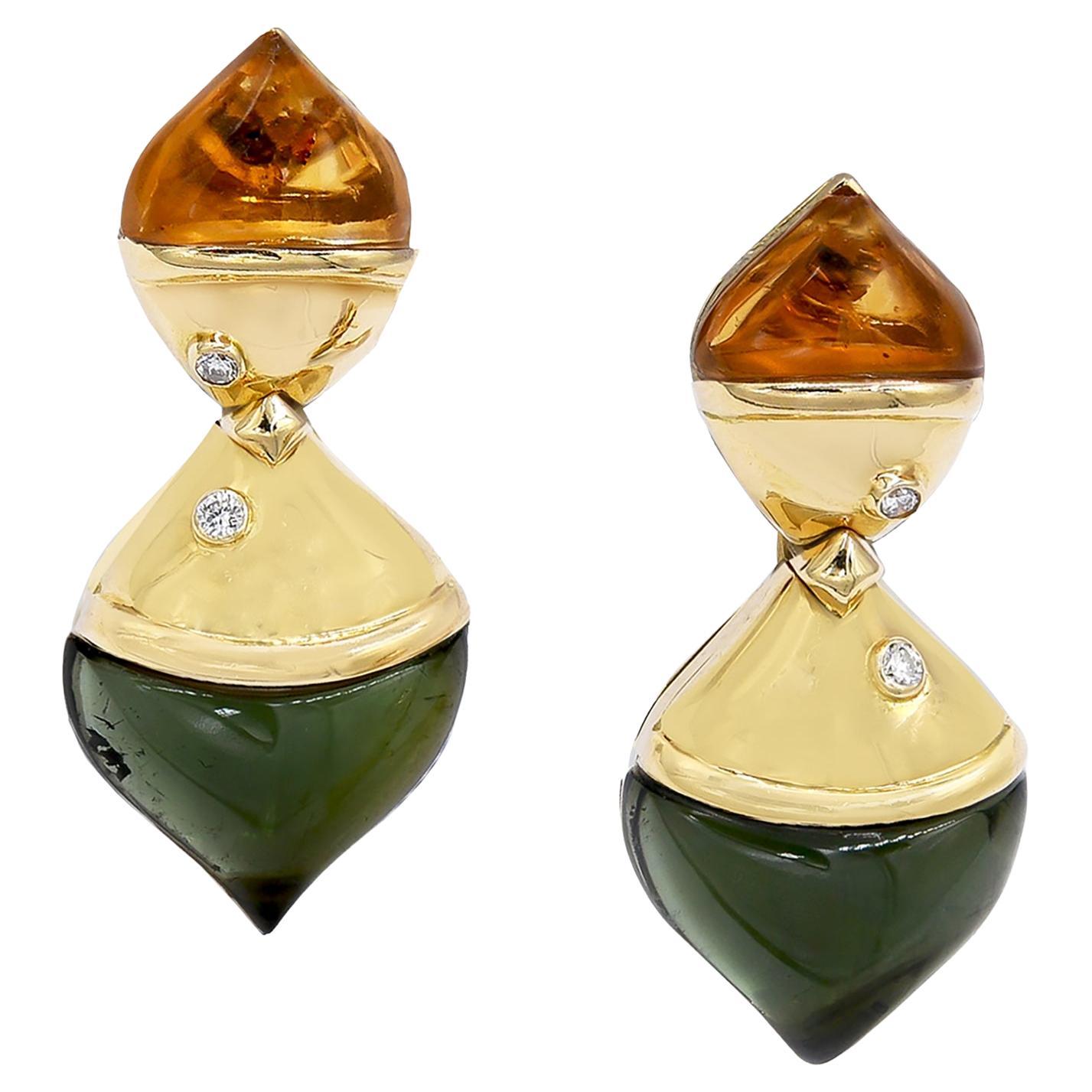 Bulgari Citrine Ruby Gold Earrings at 1stDibs