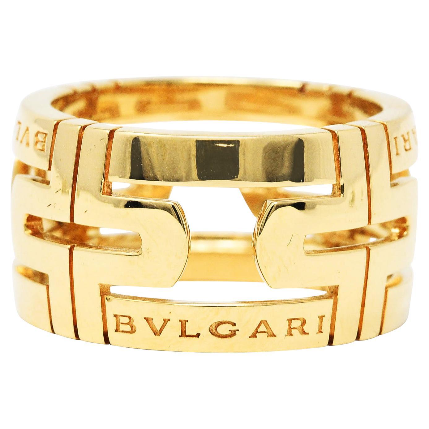 Bulgari Contemporary 18 Karat Gold Parentesi Italian Band Ring at 1stDibs