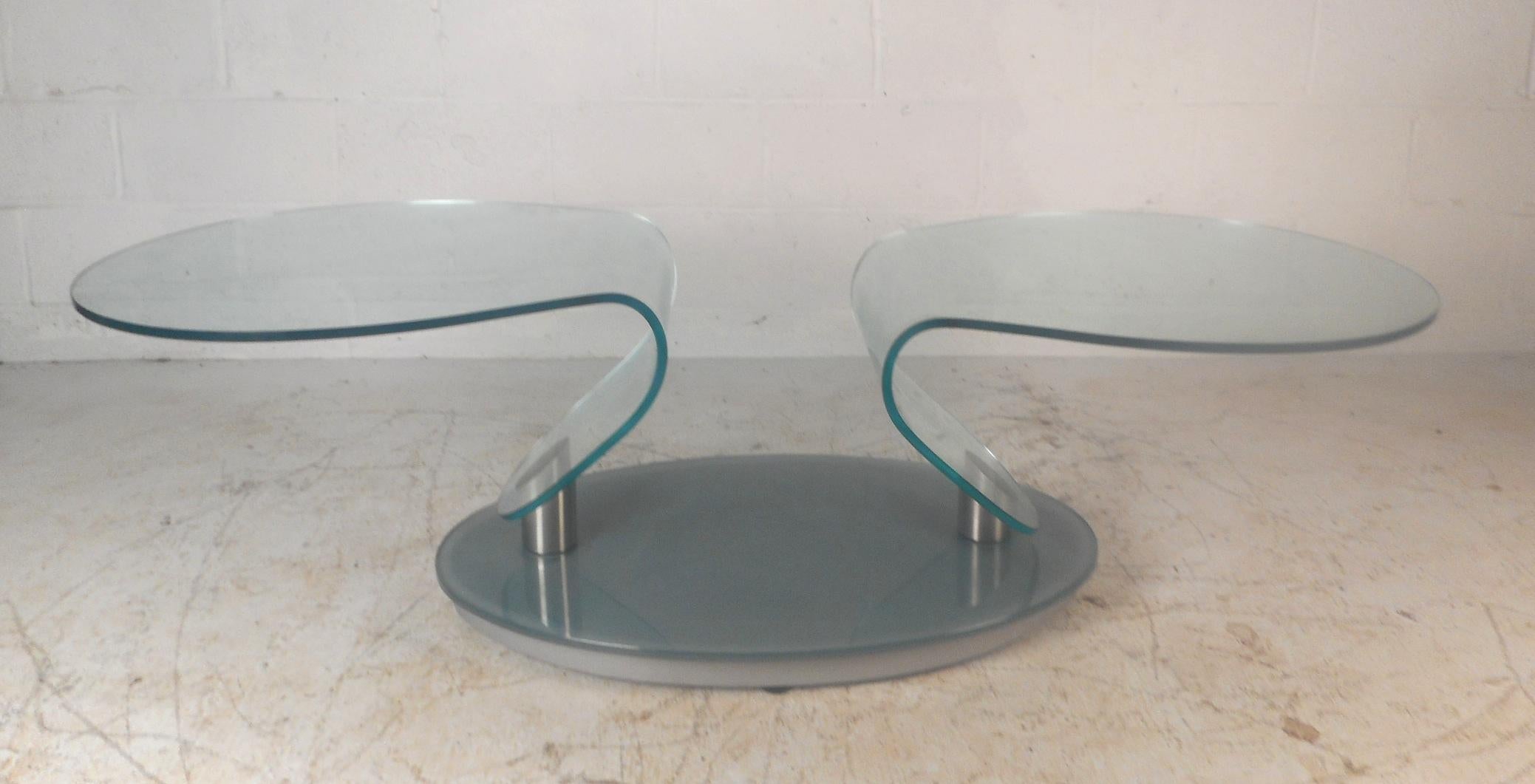 Mid-Century Modern Free Form Swivel Glass Top Coffee Table at 1stDibs ...