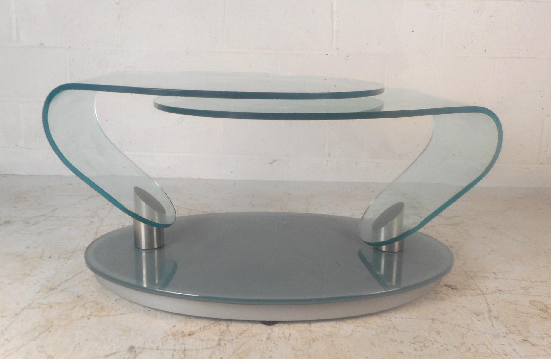 Mid-Century Modern Free Form Swivel Glass Top Coffee Table at 1stDibs ...