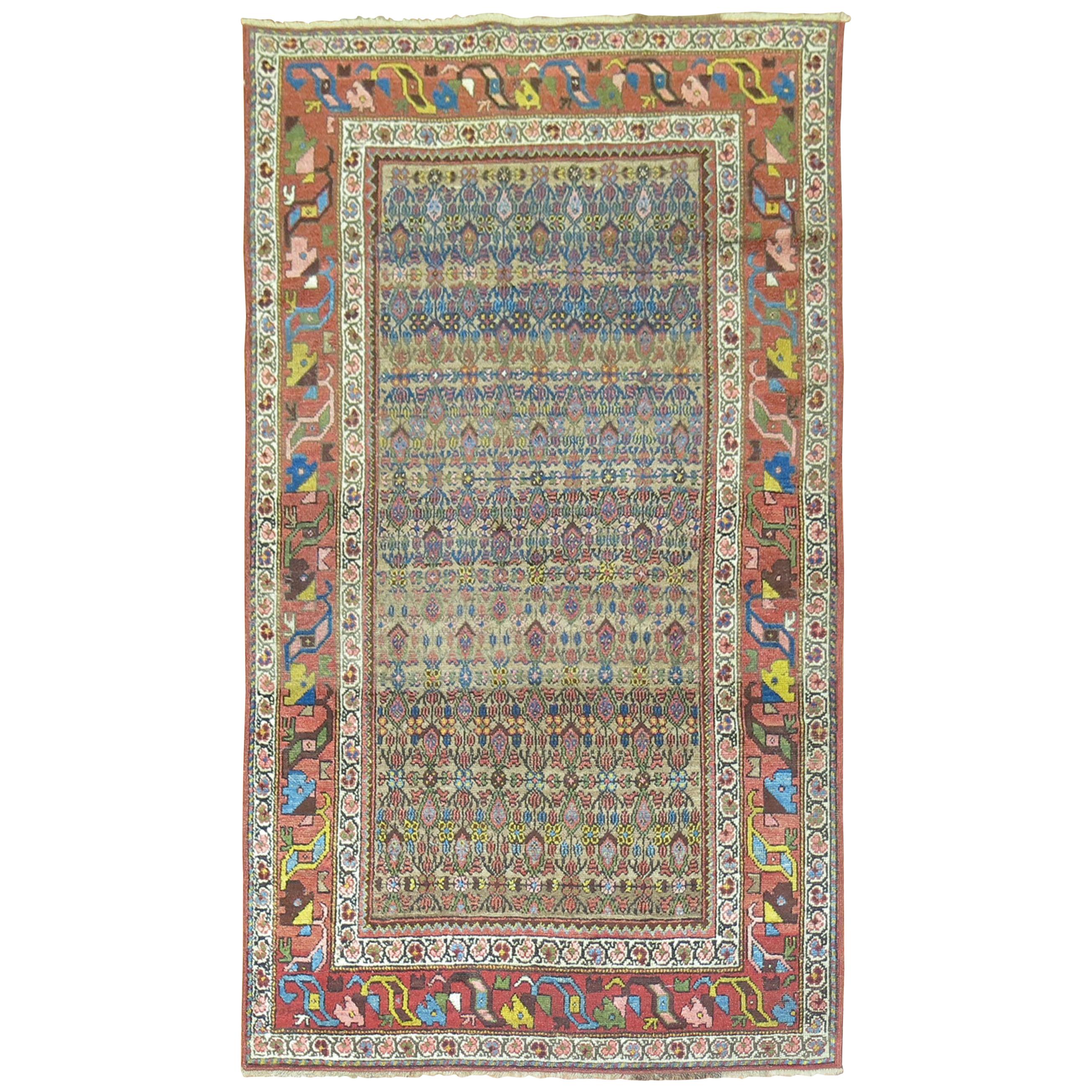 Vintage Persian Kurd Rug with Modern Industrial Style For Sale at 1stDibs