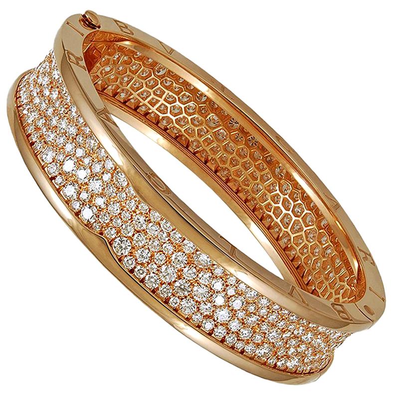 Bvlgari B.zero1 White Gold Diamond Bangle Bracelet. at 1stDibs
