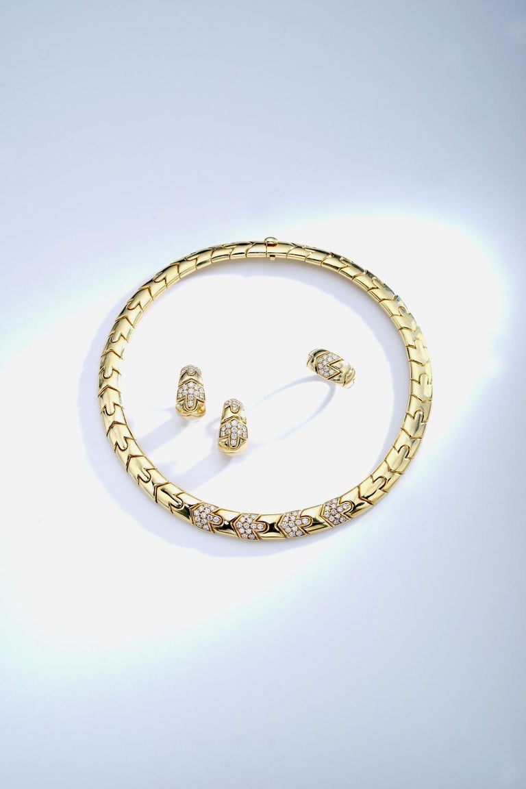 Bulgari Diamond Gold Set For Sale at 1stdibs