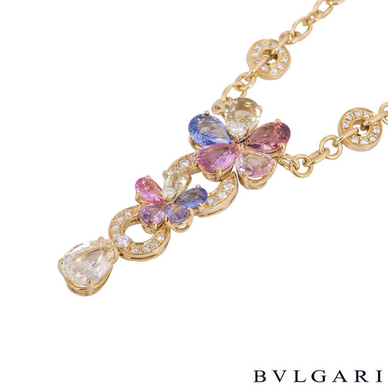 Bulgari Diamond Sapphire Flower Necklace at 1stDibs | bulgari flower ...