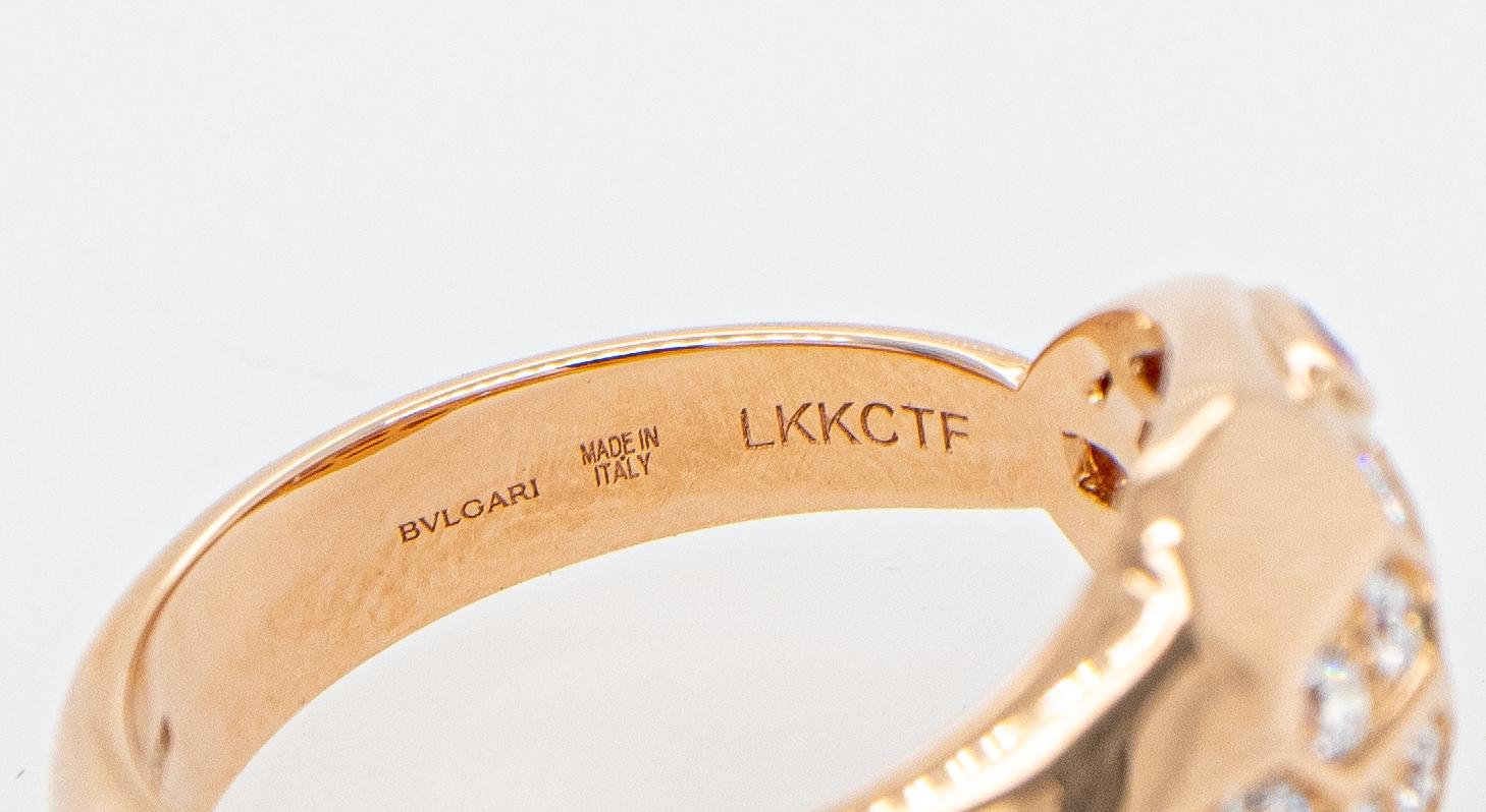 Bulgari Diamond Serpenti Ring with Rubelite Eyes 18k Rose Gold Box ...