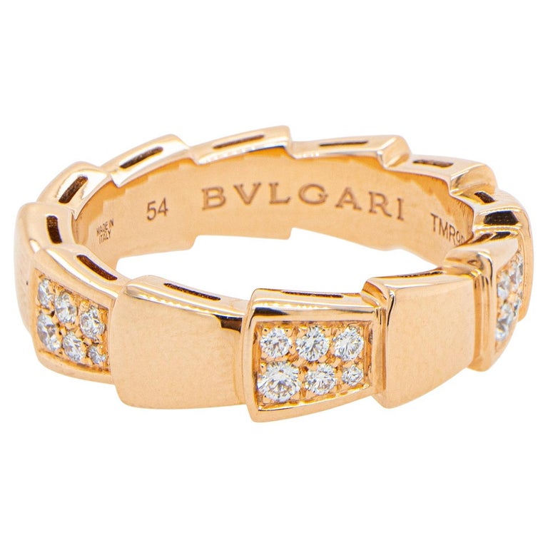 Bulgari Diamond Serpenti Viper Ring 18k Rose Gold Box Papers For Sale ...