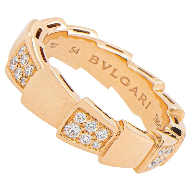 Bulgari Diamond Serpenti Viper Ring 18k Rose Gold Box Papers For Sale ...
