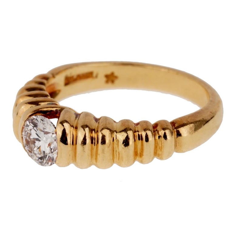 Bulgari Diamond Solitaire Gold Vintage Ring at 1stDibs | bulgari ...